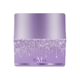 Monogram Name Violet Purple Dripping Glitter Checkbook Cover | Zazzle