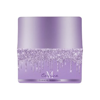 Monogram Name Violet Purple Dripping Glitter Checkbook Cover | Zazzle