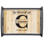 Monogram Natural Butcher Block Wood Design Serving Tray | Zazzle