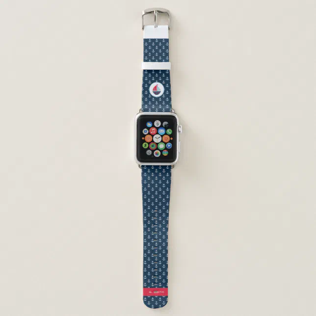 Monogram. Nautical Theme. Sailing Ship. Apple Watch Band | Zazzle