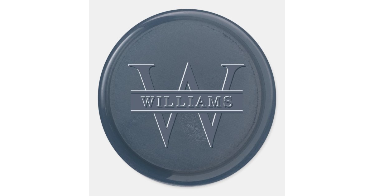 Monogram Navy Blue Wax Seal Sticker | Zazzle