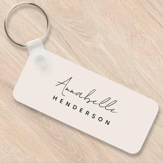 Monogram Neutral | Modern Minimalist Stylish Keychain | Zazzle