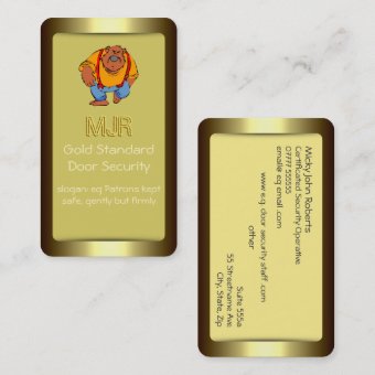 Monogram, Nightclub Door Security, gold-effect Business Card | Zazzle