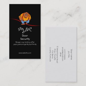 Monogram, Nightclub Door Security, red swoosh Business Card | Zazzle