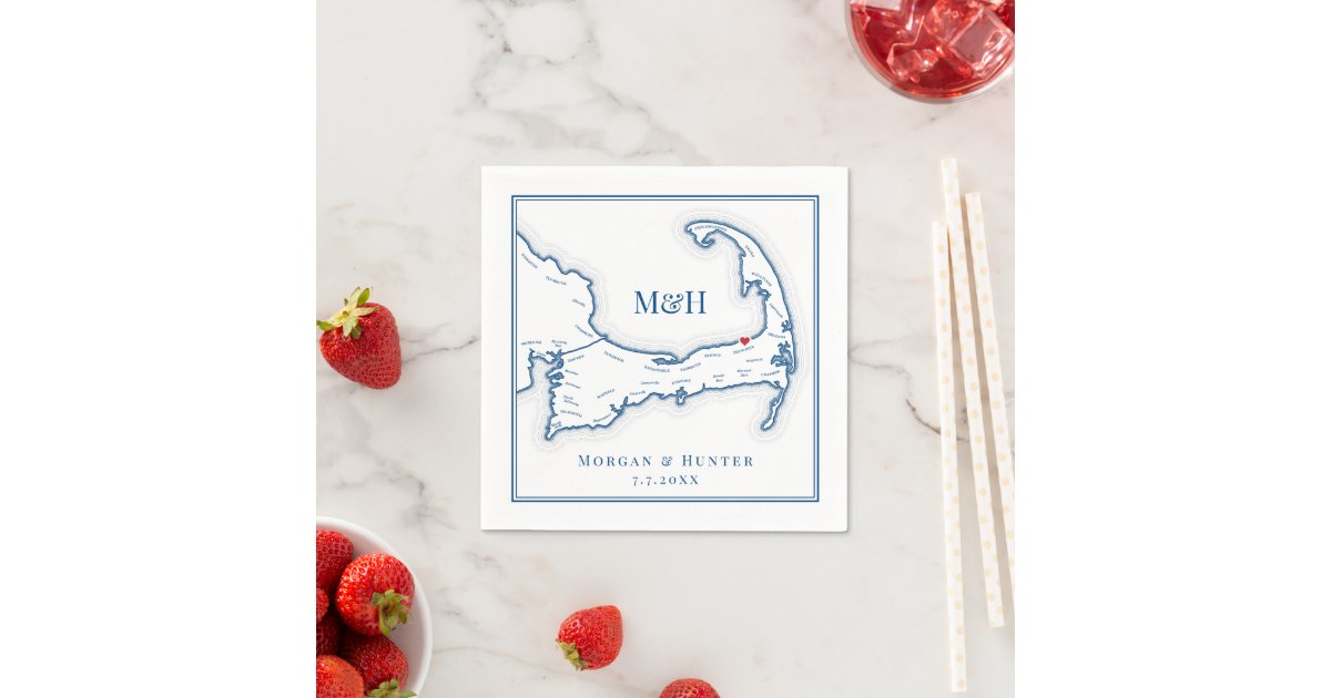 Monogram Ocean Edge Resort Cape Cod Wedding Napkins | Zazzle
