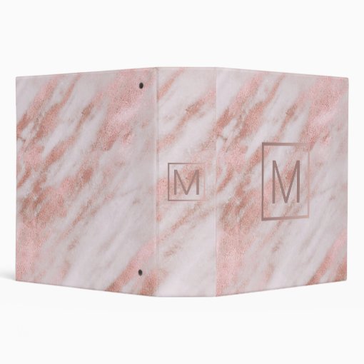 monogram on rose gold marble binder | Zazzle