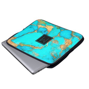 monogram on turquoise laptop sleeve | Zazzle
