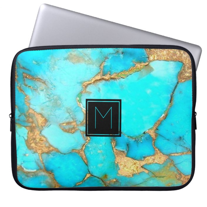 monogram on turquoise laptop sleeve | Zazzle.com