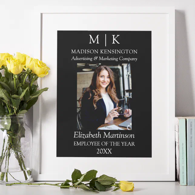 Monogram or Add Logo Business Award Employee Poster | Zazzle