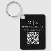 Monogram or Add Logo Business Black QR Code Keychain | Zazzle