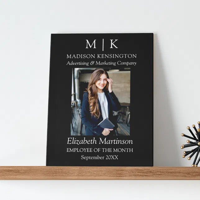 Monogram or Add Logo Business Employee Award Acrylic Photo Tile | Zazzle