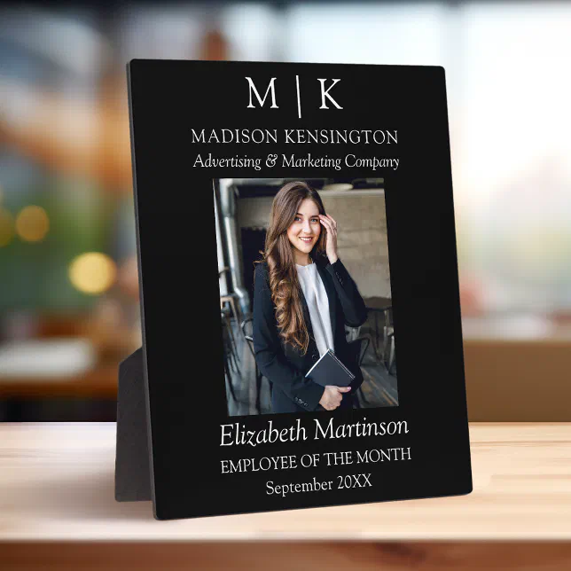 Monogram or Add Logo Business Employee Award Desk Plaque | Zazzle