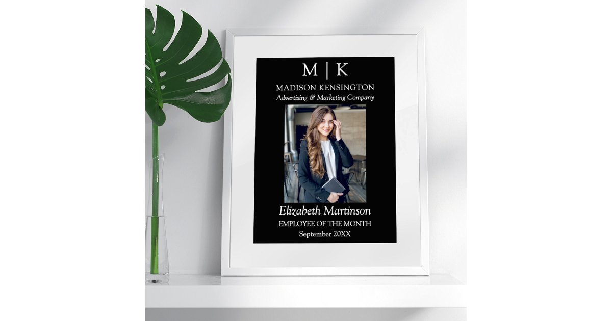 Monogram or Add Logo Business Employee Award Poster | Zazzle