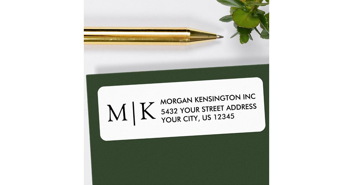 Monogram or Add Logo Business Return Address Label | Zazzle