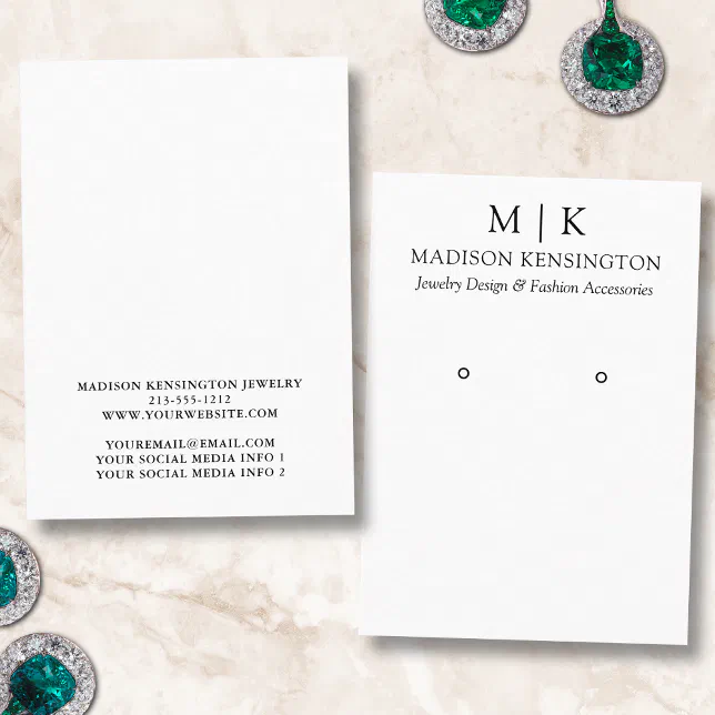 Monogram or Add Logo Earring Display Card | Zazzle