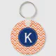 Monogram Orange Zigzag Pattern Keychain | Zazzle
