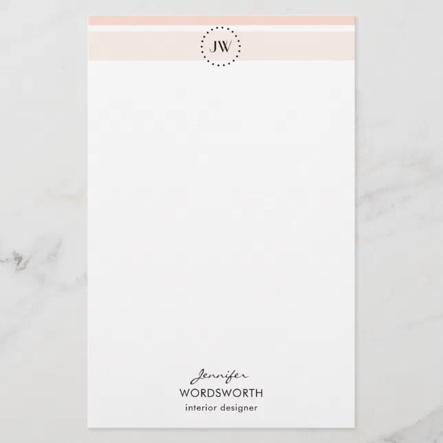 Monogram Pastel Stripes Professional Stationery | Zazzle