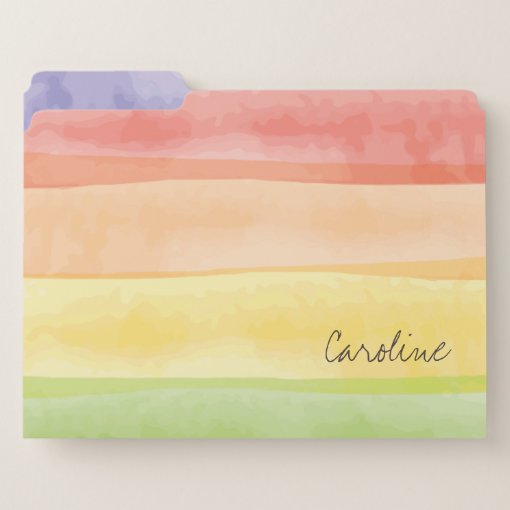 Monogram. Pastel. Watercolor Cute Rainbow Colors. File Folder | Zazzle