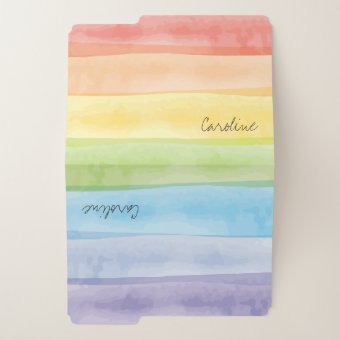 Monogram. Pastel. Watercolor Cute Rainbow Colors. File Folder | Zazzle