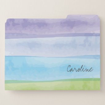 Monogram. Pastel. Watercolor Cute Rainbow Colors. File Folder | Zazzle