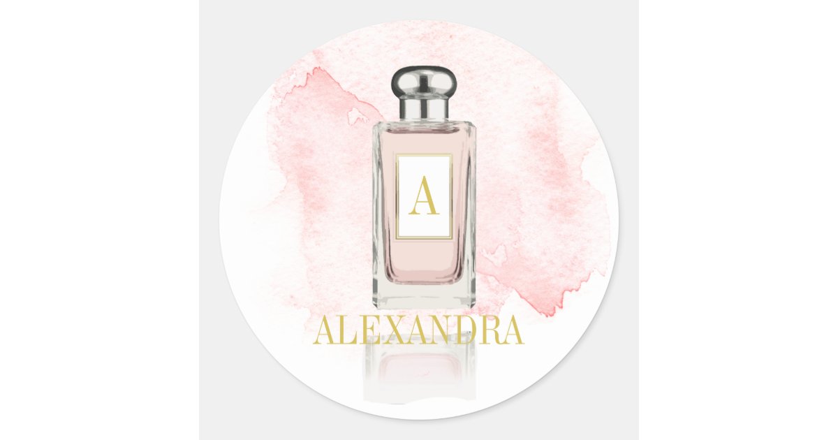 Monogram Perfume Bottle Elegant Classic Round Sticker | Zazzle