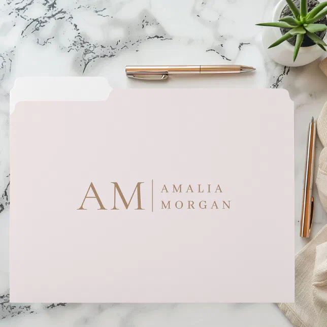 Monogram Personalized Pink Initial And Name File Folder | Zazzle