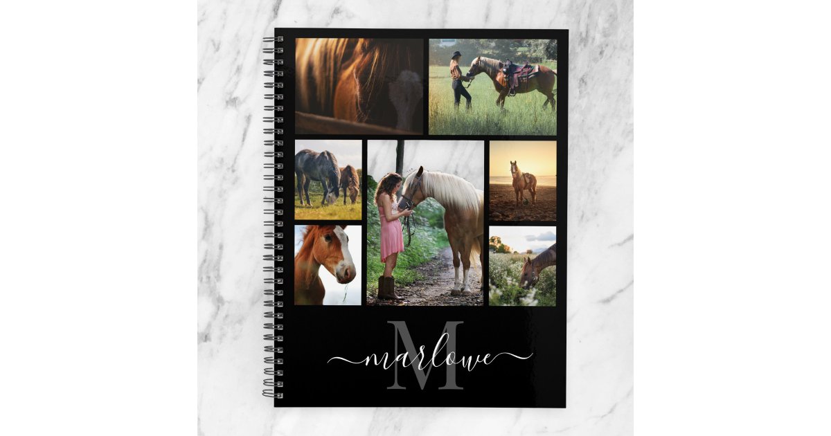 Monogram Photo Collage Black White Name Planner | Zazzle