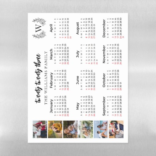 Monogram Photo Collage Typography 2023 Calendar Magnetic Dry Erase ...