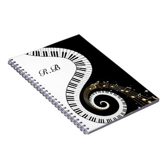Monogram Piano Keys and Musical Notes Notebook | Zazzle