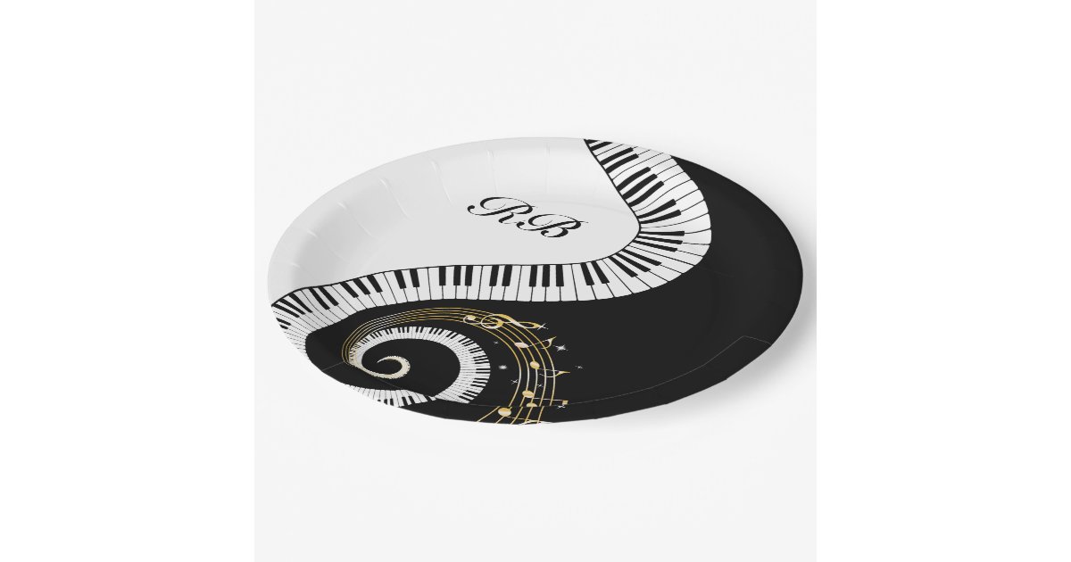 Monogram Piano Keys and Musical Notes Paper Plates | Zazzle