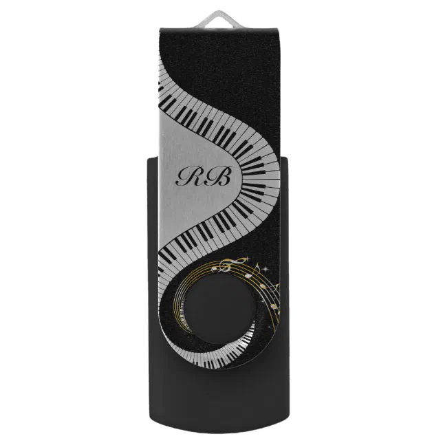 Monogram Piano Keys and Musical Notes USB Flash Drive | Zazzle