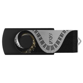 Monogram Piano Keys and Musical Notes USB Flash Drive | Zazzle