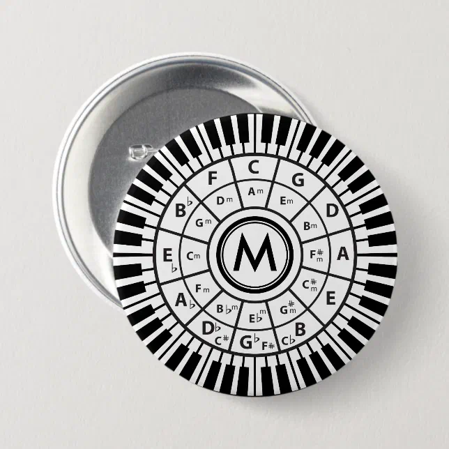Monogram Piano Keys Circle of Fifths Button | Zazzle
