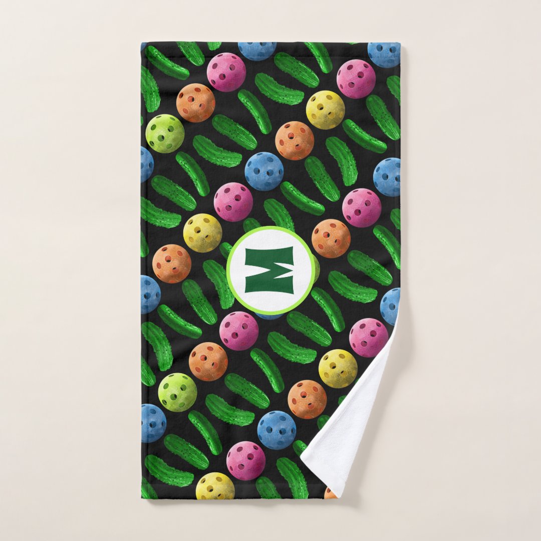 Monogram Pickles & Pickleballs - Sweat Towel | Zazzle