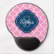 Monogram Pink and Navy Blue Arabesque Pattern Gel Mouse Pad | Zazzle