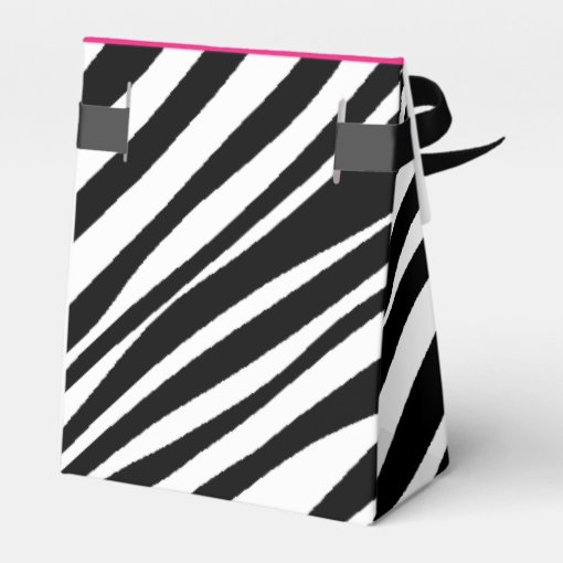 Monogram Pink & Black Zebra Print Favor Box | Zazzle