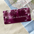 Monogram, Pink Floral Car License Plate | Zazzle