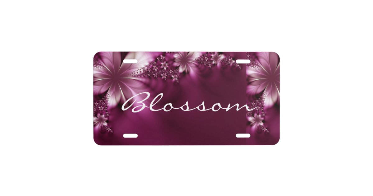 Monogram, Pink Floral Car License Plate | Zazzle