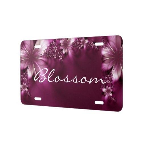 Monogram, Pink Floral Car License Plate | Zazzle