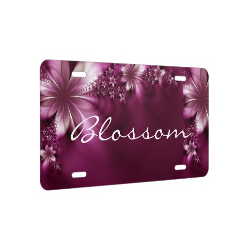 Monogram, Pink Floral Car License Plate | Zazzle