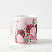 Monogram Pink Floral Coffee Mug | Zazzle