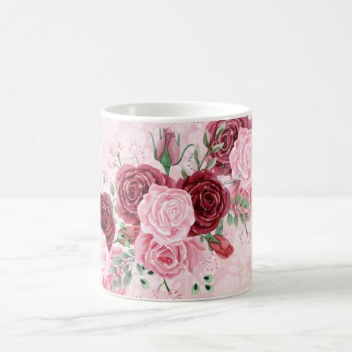 Monogram Pink Floral Coffee Mug | Zazzle