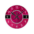 Faux Hot Pink Glitter wall clock | Zazzle.com