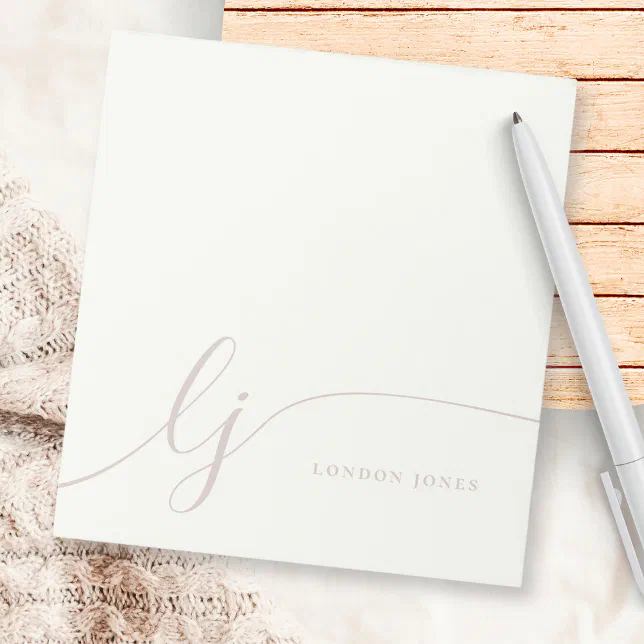 Monogram Pink Modern Minimal Feminine Rose Ivory Notepad | Zazzle