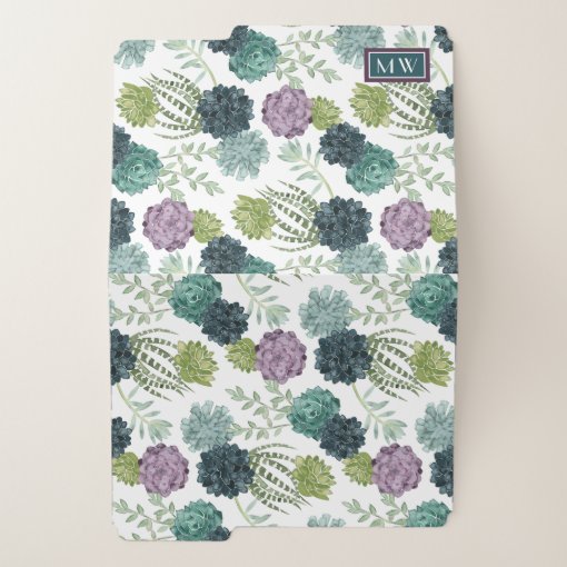 Monogram | Plant Happiness Collection Succulent Pa File Folder | Zazzle