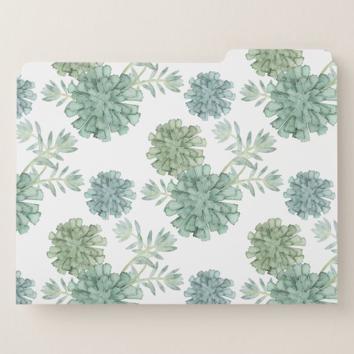 Monogram | Plant Happiness | Succulent Pattern File Folder | Zazzle