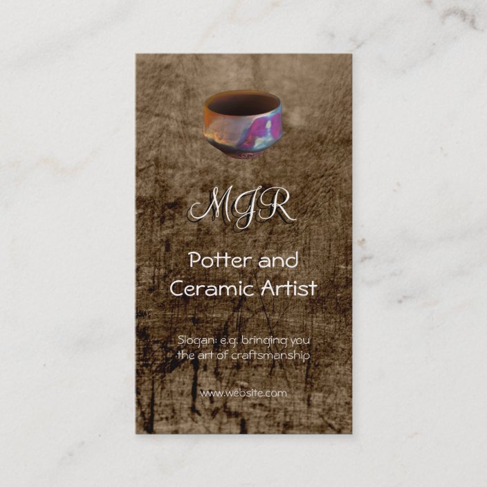 Monogram, Potter, Ceramic Artist, leather-effect Business Card | Zazzle.com