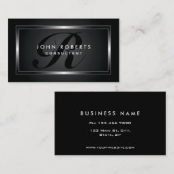 Monogram Professional Elegant Modern Black Business Card | Zazzle