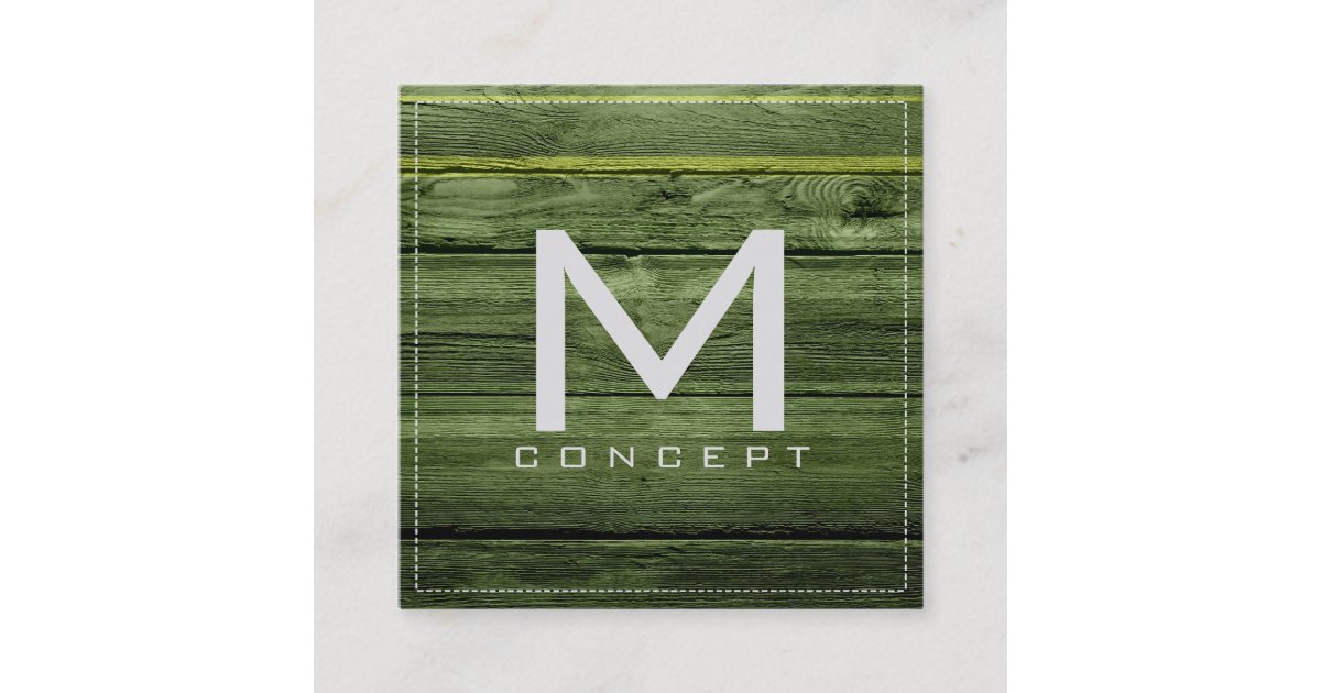 Monogram Professional Elegant Modern Green Wood Square Business Card ... Monogram Professional Elegant Modern Green Wood Square Business Card ...