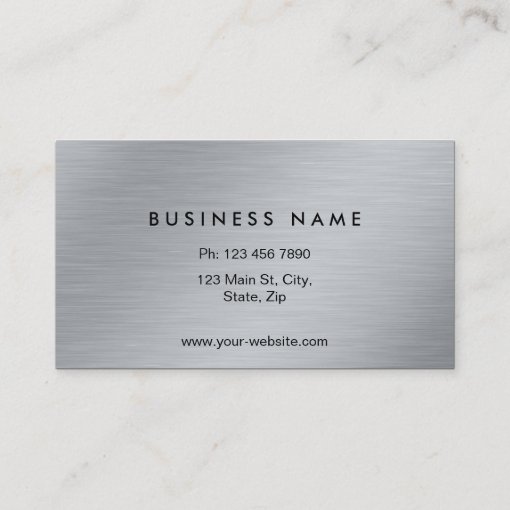 Monogram Professional Elegant Modern Silver Metal Business Card | Zazzle